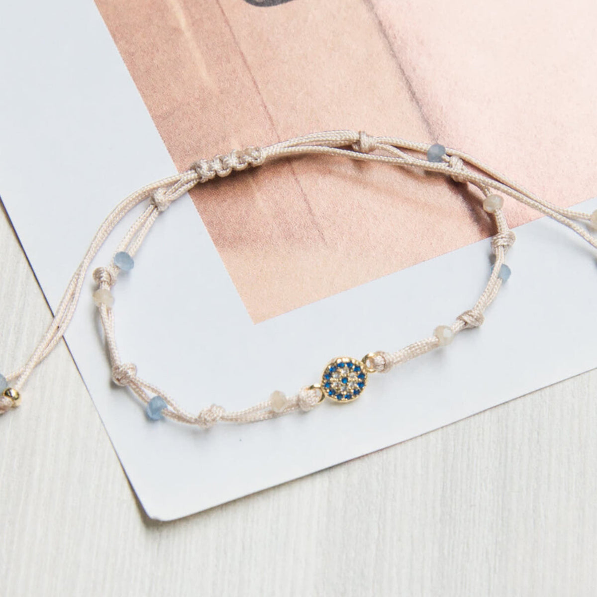 Pulseras Hilo Nudo - Laura Ojo turco Combinación Celeste – La Boutique ...